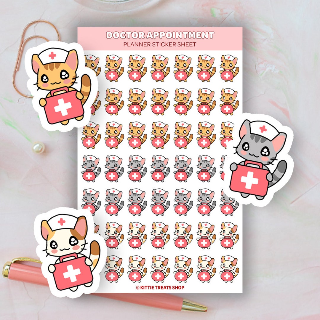 Kawaii Cat Doctor's Appointment Planner Sticker, Doctor Appointment ...