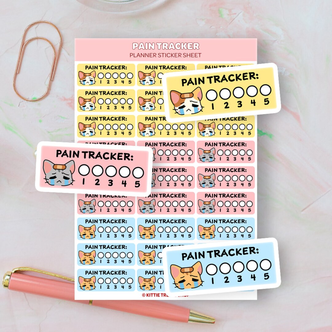 Kawaii Pain Scale Planner Stickers, Pain Scale Reminders, Cute Planner ...