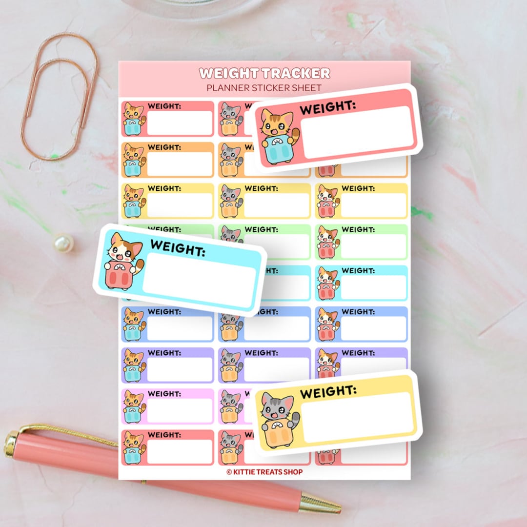 Kawaii Weight Tracker Planner Stickers, Weigh-in Reminders, Cute ...