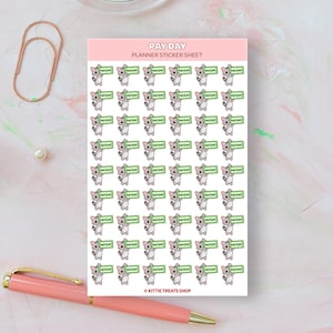 Kawaii Cat Pay Day Planner Stickers, Pay Day Reminders, Cute Planner ...