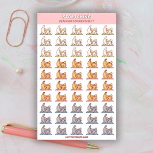 Kawaii Cat Workout Planner Stickers, Workout Reminders, Cute Planner ...