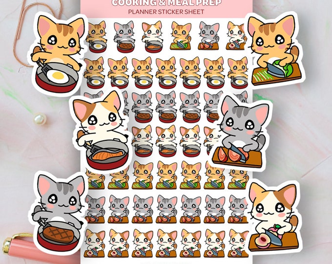 Kawaii Cooking & Meal Prep Planner Stickers, Meal Prep Reminders, Cute ...
