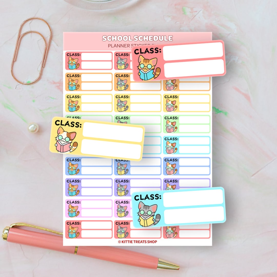 School Class Planner Sticker, School Class Reminder, Cute Planner ...
