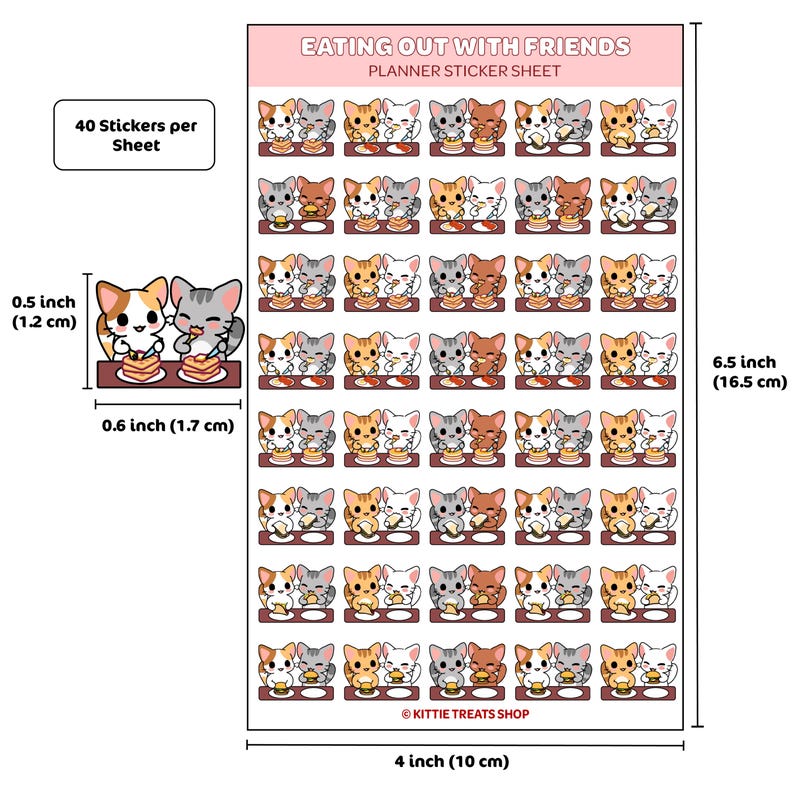 Kawaii Eating Out With Friends Planner Sticker, Eating Out Reminders ...