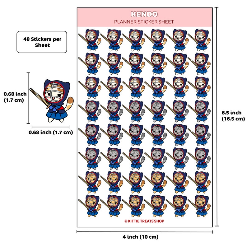 Kawaii Cat Kendo Planner Stickers, Kendo Planner Stickers, Kendo ...