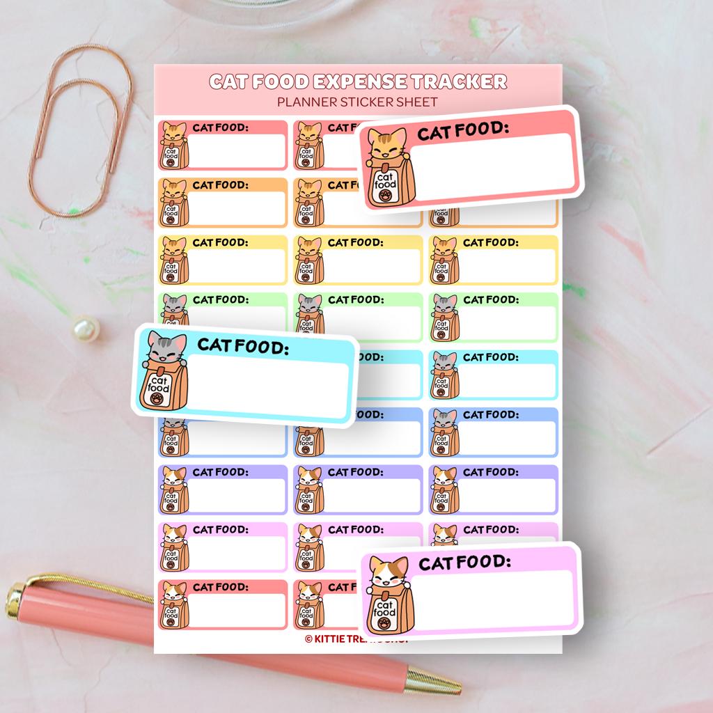 Kawaii Cat Care Expense Tracker Planner Stickers, Cat Expense Reminders ...