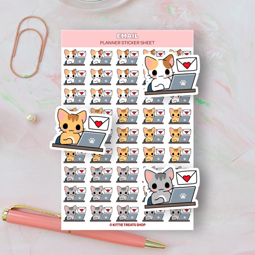 Kawaii Email Planner Sticker, Email Reminders, Cute Planner Stickers ...
