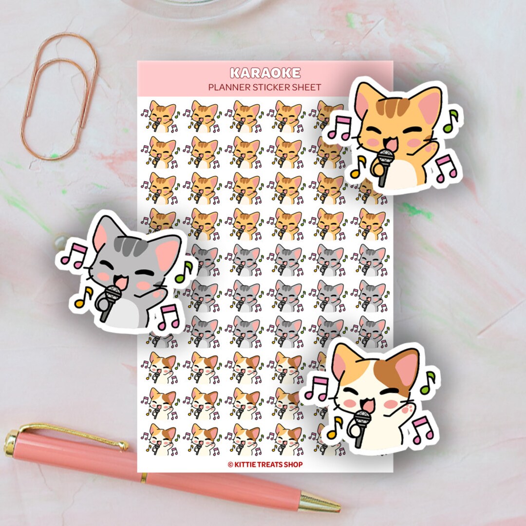 Kawaii Karaoke Planner Stickers, Karaoke Reminder, Cute Planner ...