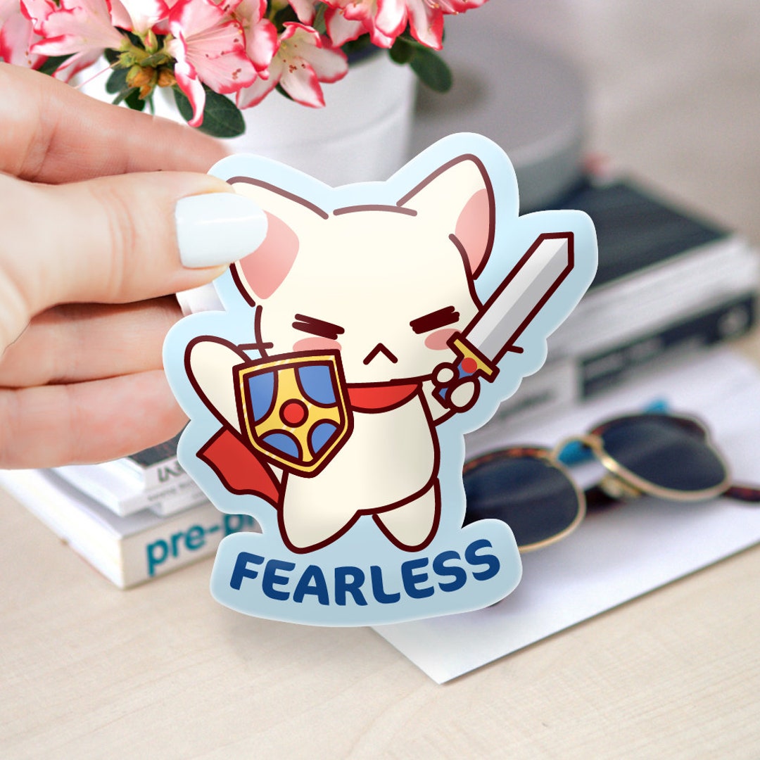 Fearless Kitty Matte Vinyl Sticker, Water Bottle Sticker, Car Decal ...