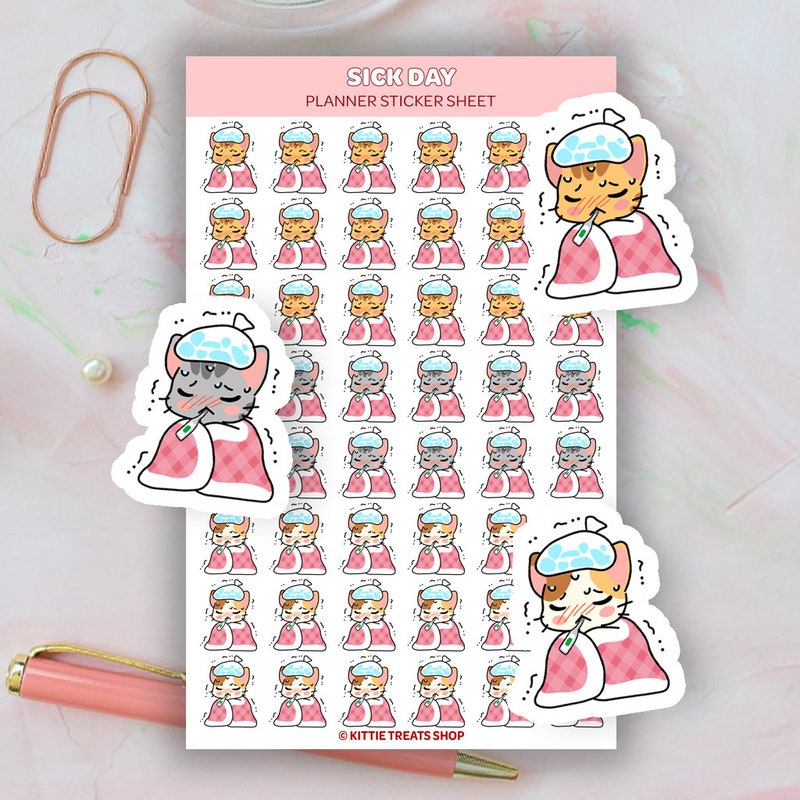 Sick Cat Stickers - Etsy