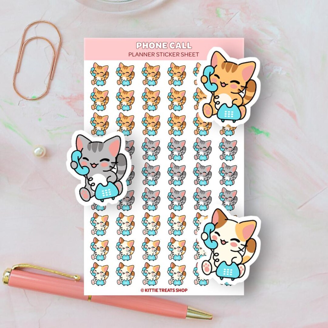 Kawaii Phone Call Planner Stickers, Phone Call Reminder, Cute Planner ...