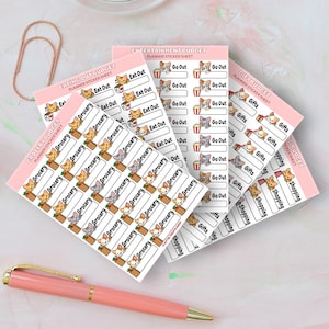 Kawaii Cat Budget Planner Sticker Set of 5, Cute Planner Sticker Set ...