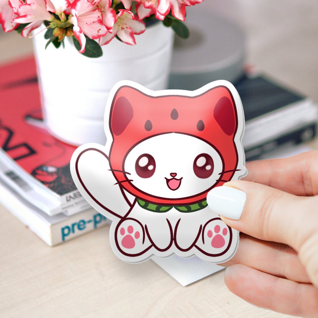 Suicat the Watermelon Cat Vinyl Sticker, Vinyl Stickers, Laptop ...