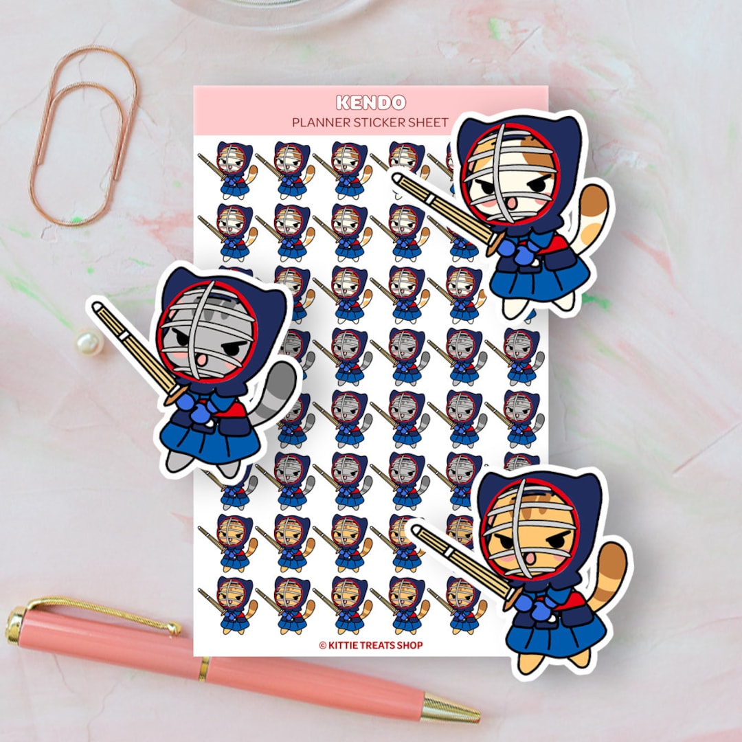 Kawaii Cat Kendo Planner Stickers, Kendo Planner Stickers, Kendo ...