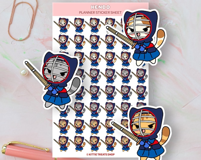 Kawaii Cat Kendo Planner Stickers, Kendo Planner Stickers, Kendo ...