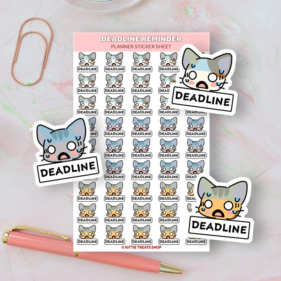 Kawaii Deadline Planner Stickers, Deadline Reminders, Cute Planner ...