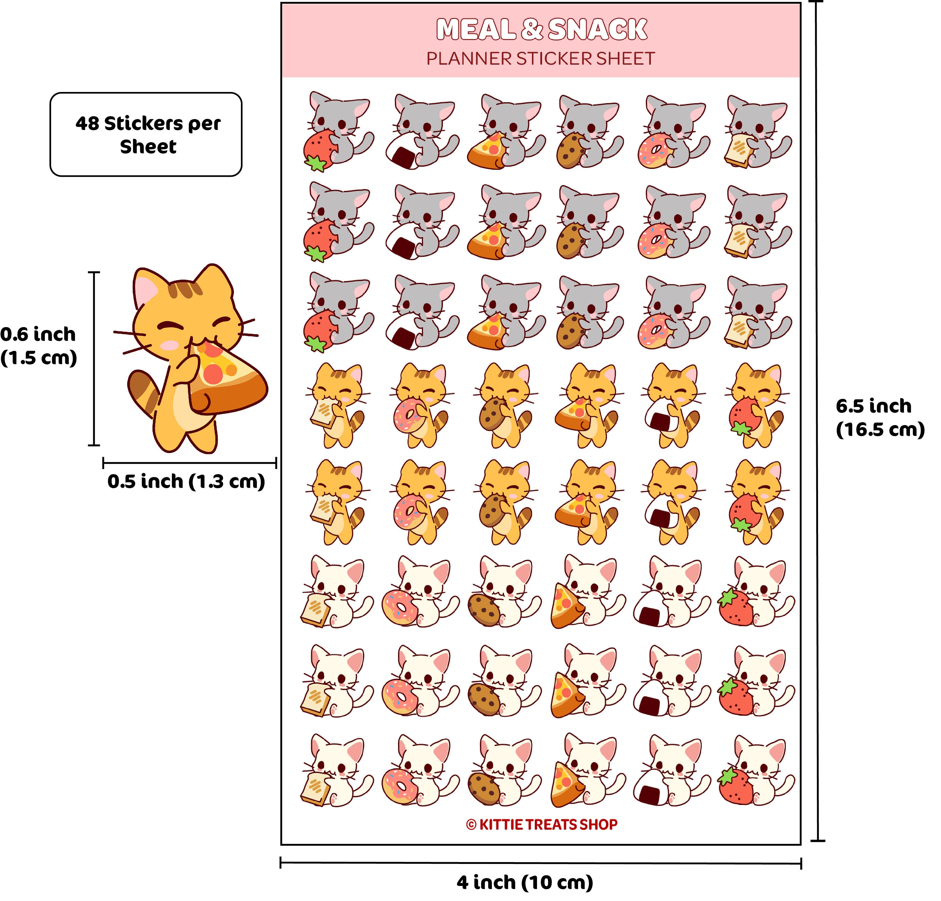 Kawaii Cat Meal Planner Stickers, Meal Reminders, Cute Planner Stickers ...