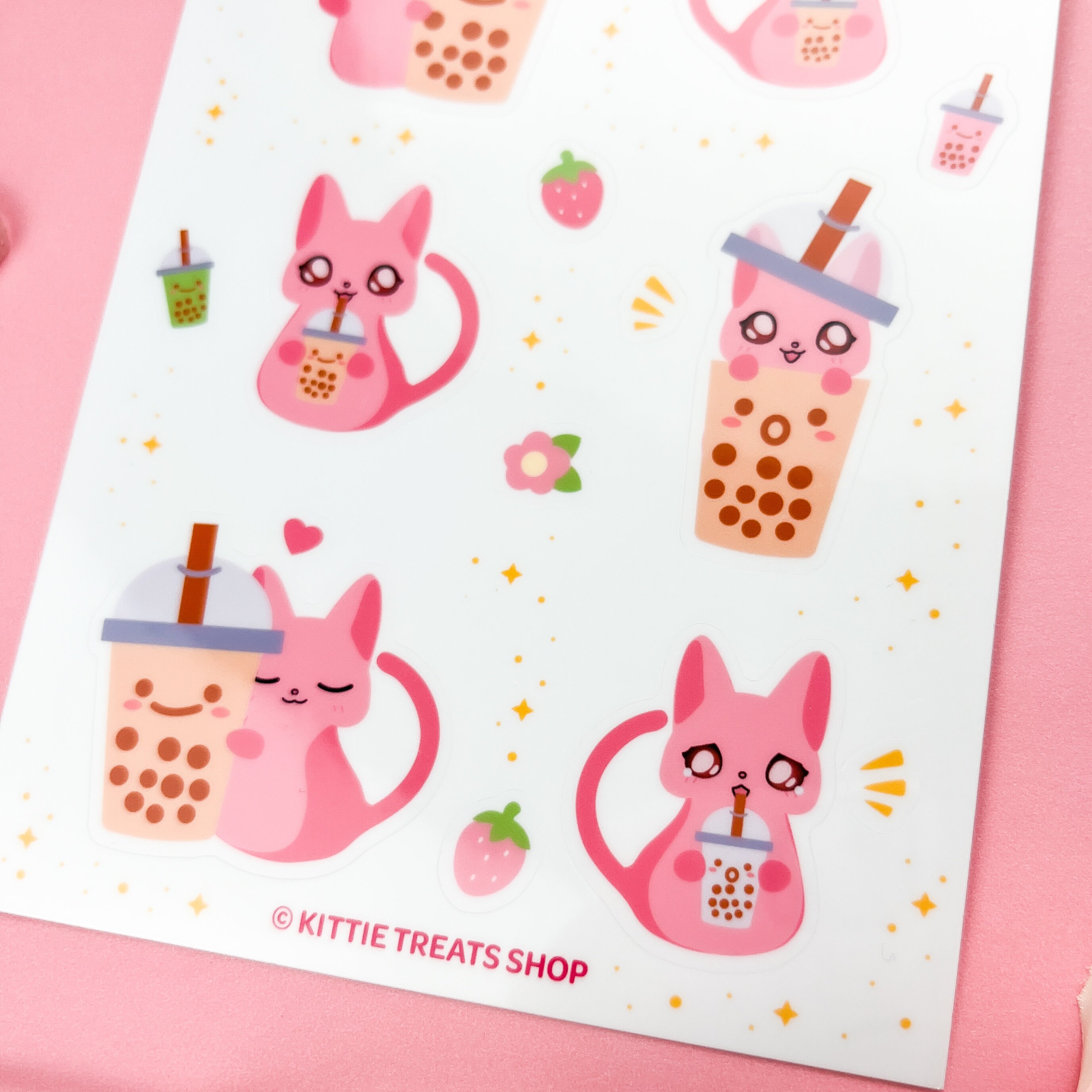Boba Cat Sticker Sheet Kawaii Sticker Sheet Laptop Planner - Etsy