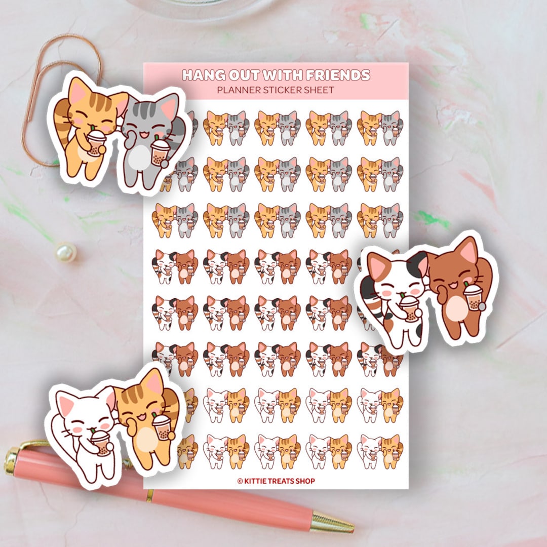 Kawaii Hang Out With Friends Planner Stickers, Hang Out Reminder, Cute ...