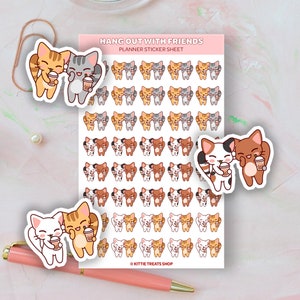 Kawaii Hang Out With Friends Planner Stickers, Hang Out Reminder, Cute ...