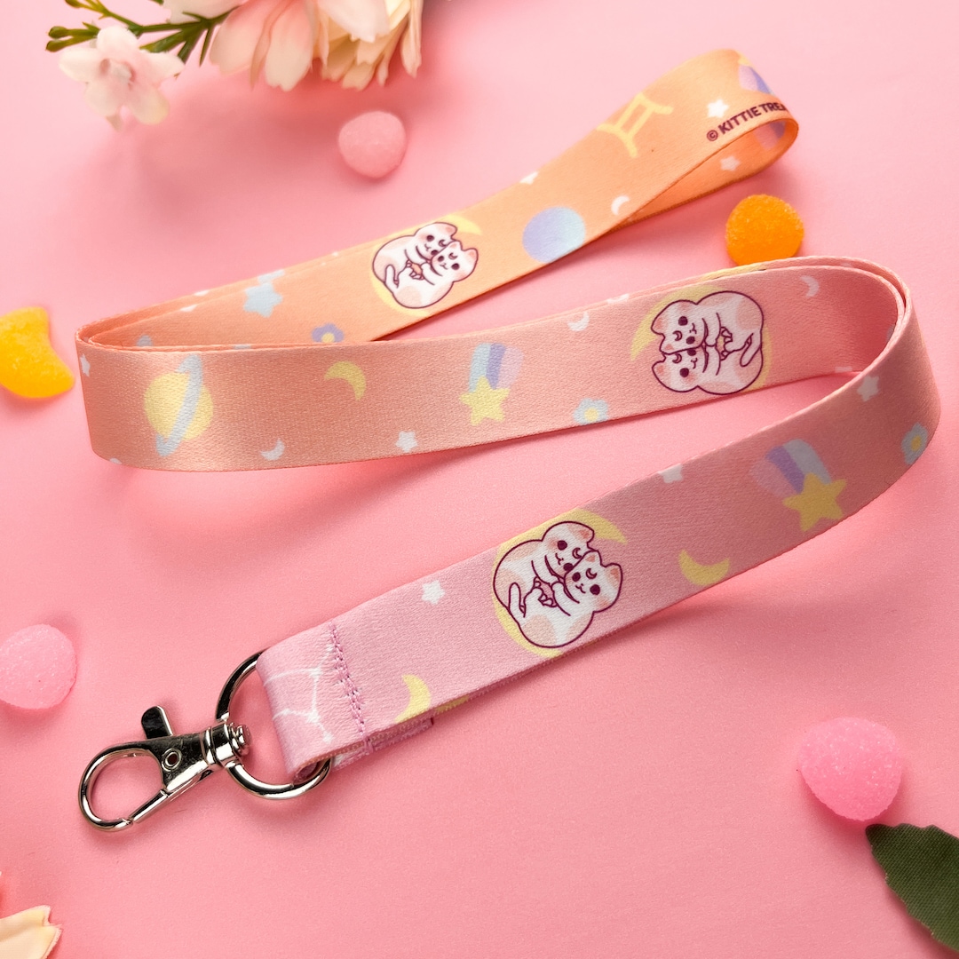 Zodiac Gemini Cat Lanyard Kawaii Lanyard Zodiac Lanyard - Etsy