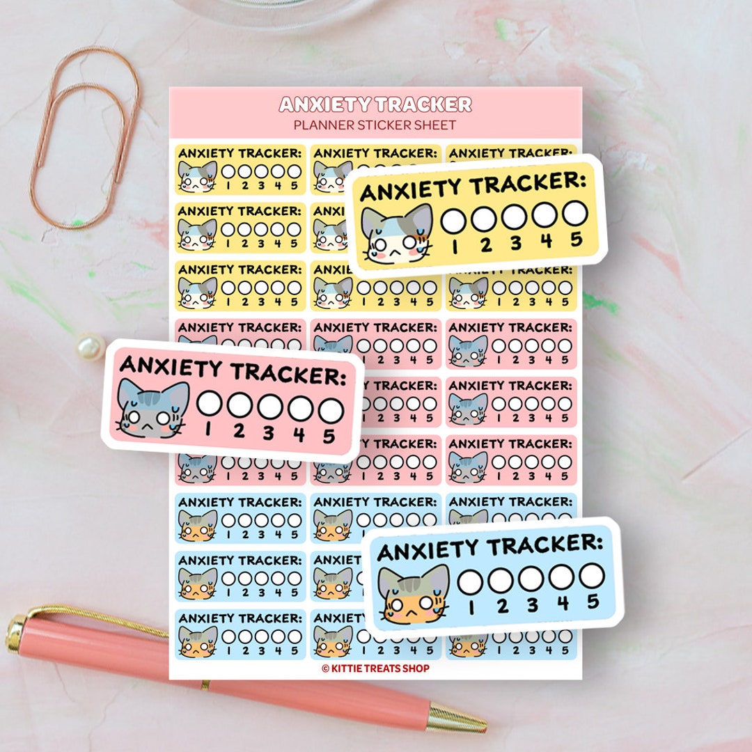 Kawaii Anxiety Scale Planner Stickers, Anxiety Scale Reminders, Cute ...