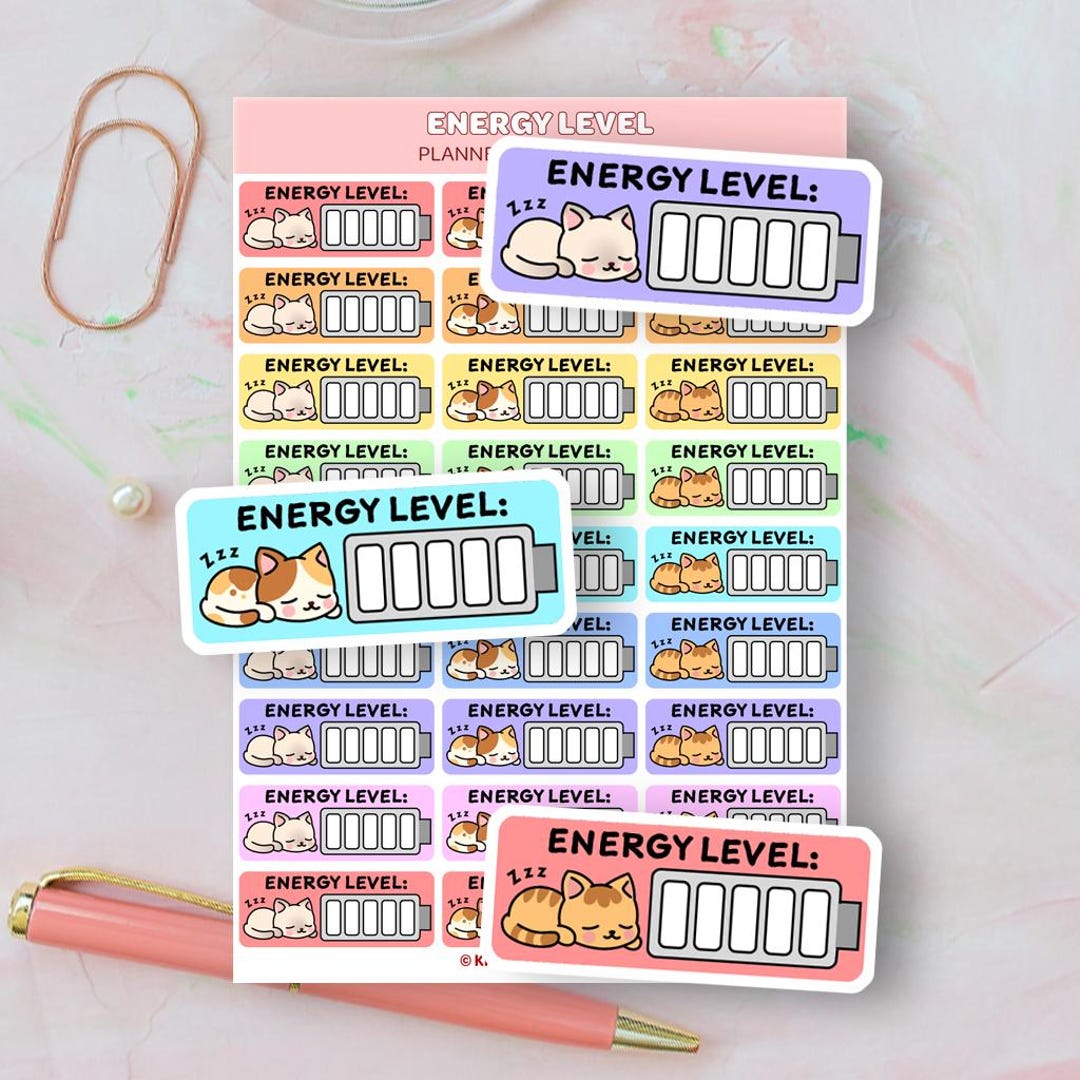 Kawaii Energy Tracker Planner Stickers, Energy Scale, Cute Planner ...