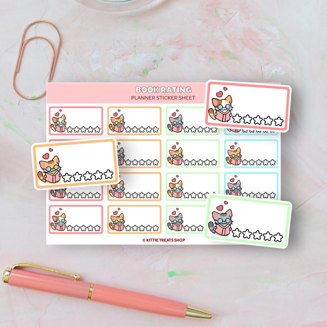 Book Rating Planner Stickers, Book Rating Stickers, Cute Planner ...