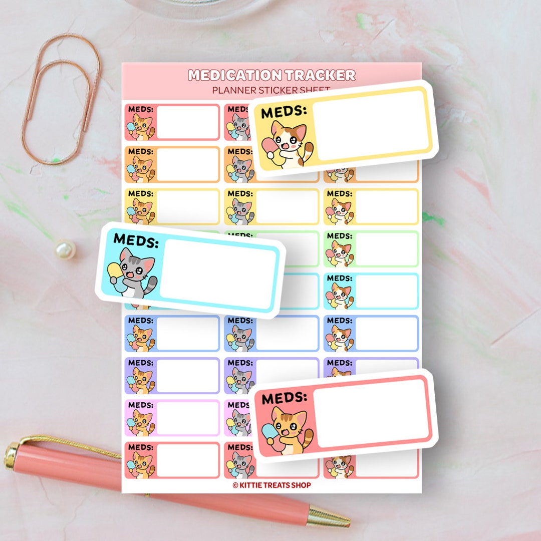 Kawaii Medication Tracker Planner Stickers, Medication Reminders, Cute ...