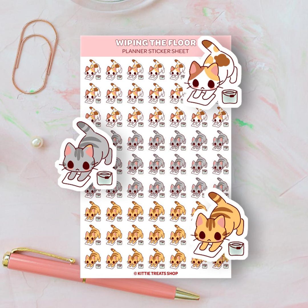 Kawaii Wiping Planner Stickers, Wiping Reminders, Cute Planner Stickers ...