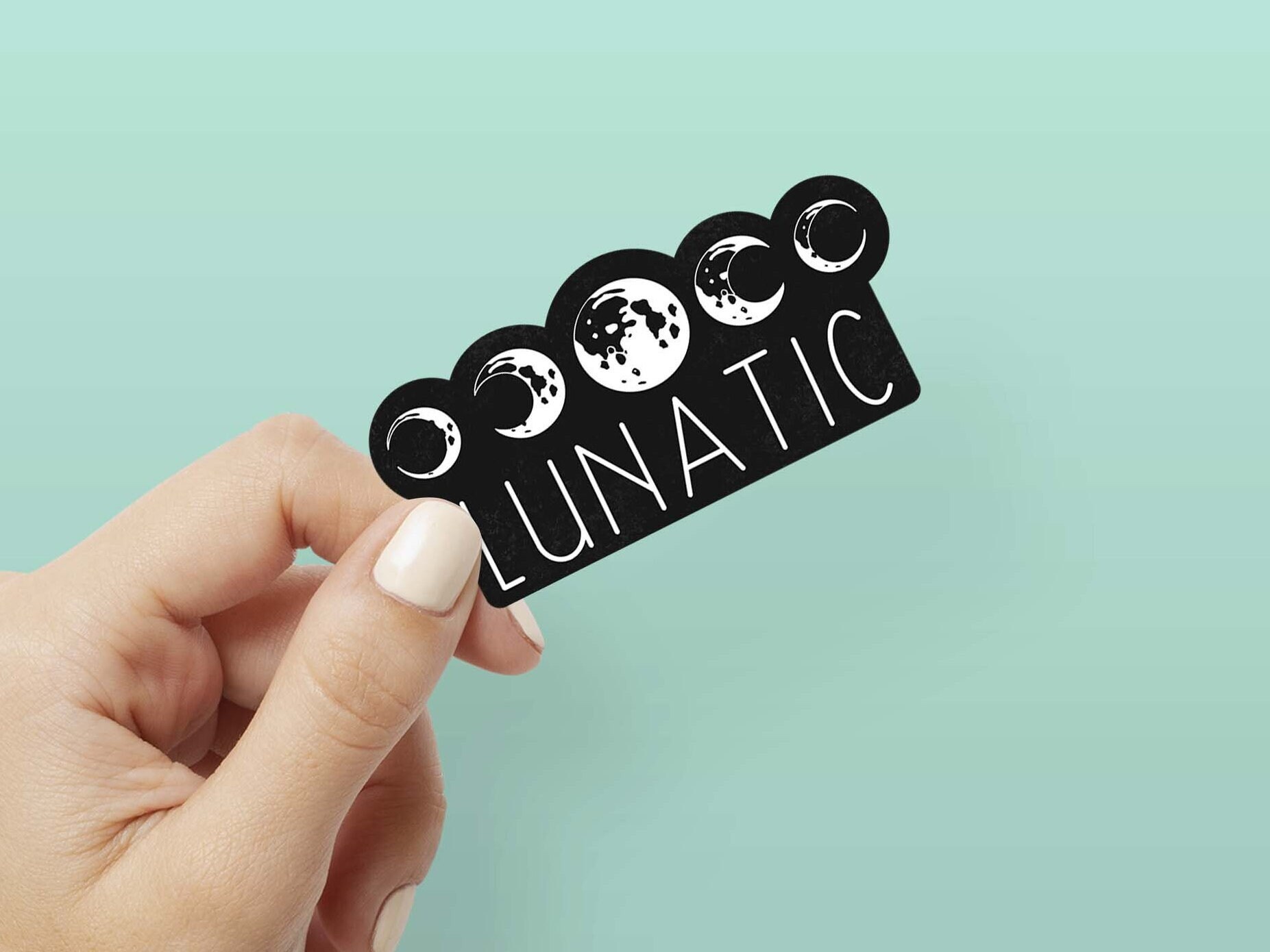 Lunatic Moon Phases Funny Moon Decal Glossy Sticker for - Etsy