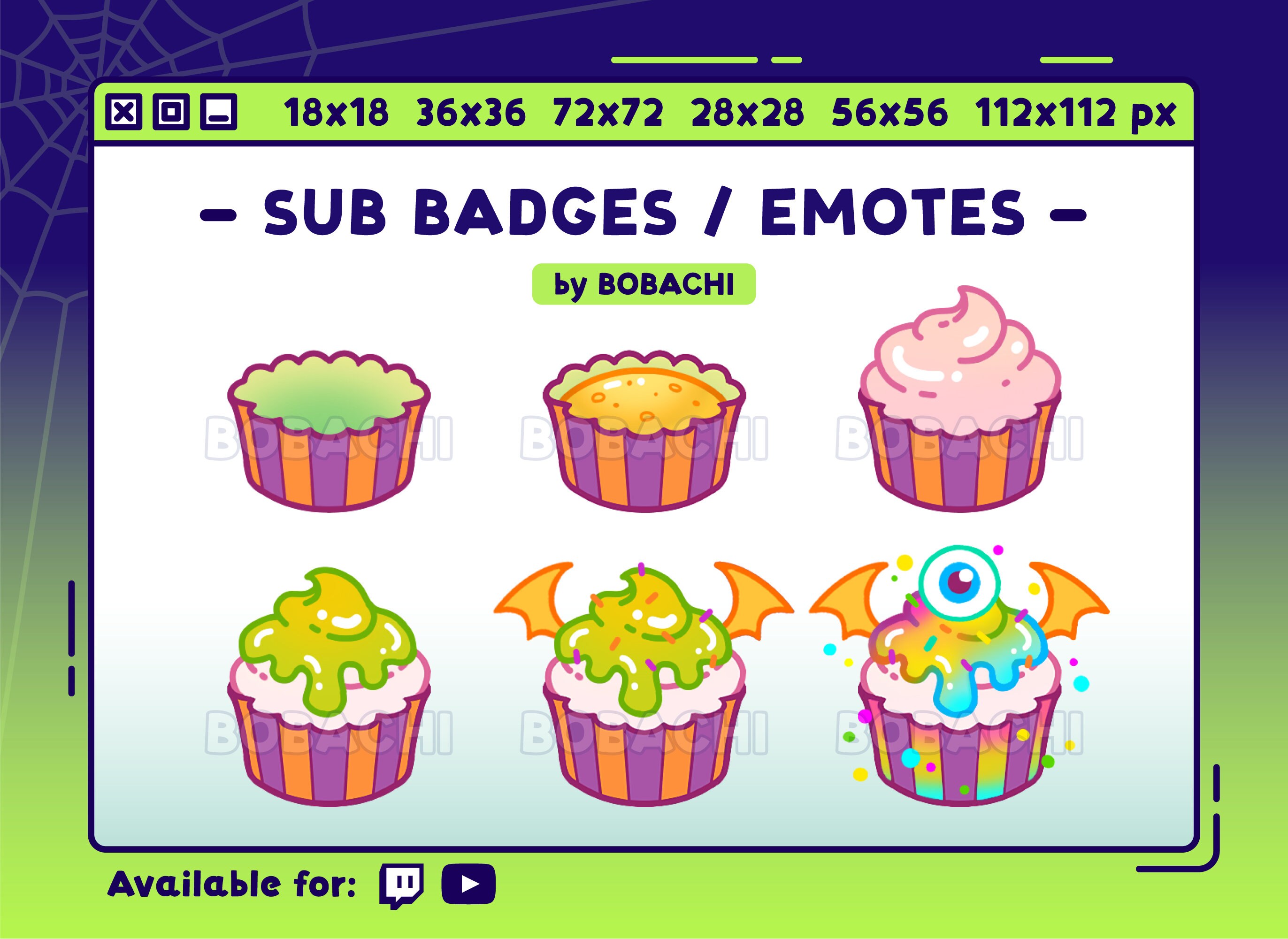 Digital Twitch halloween sub bit badges Halloween muffin badges for ...