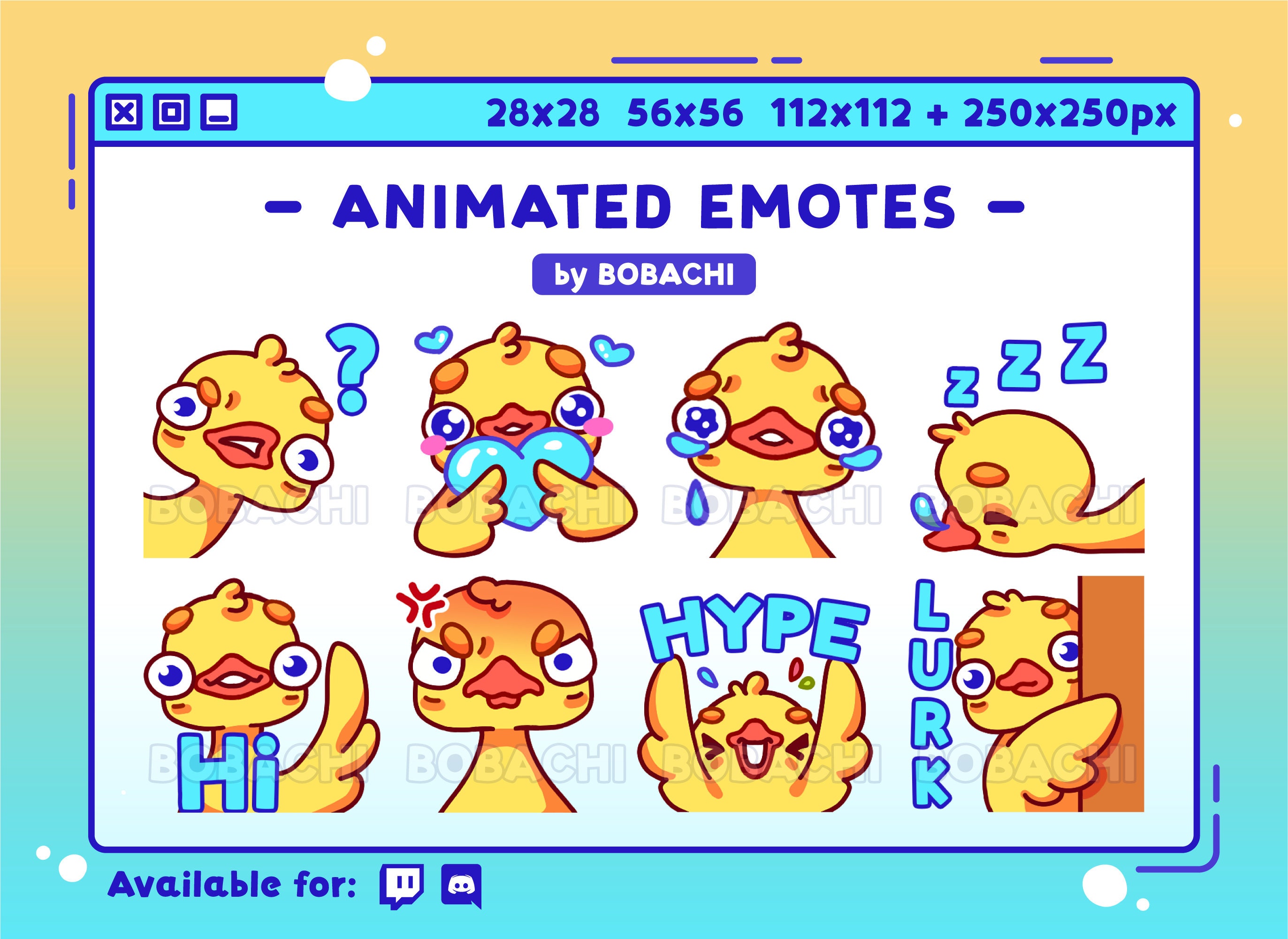 ANIMATED Duck Emote Set / Cute / Stream / Twitch / Discord / Chick ...