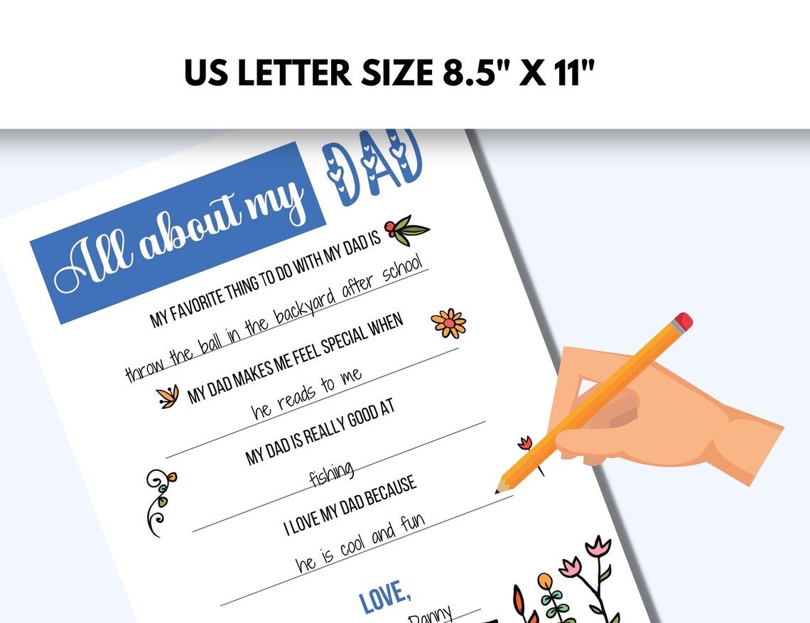 Fathers Day Questionnaire Printable All About My Dad Last Etsy