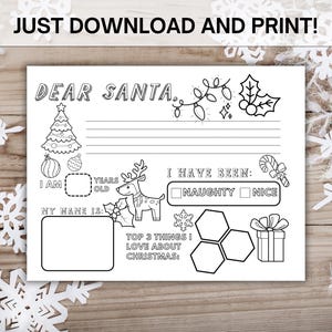 Letter to Santa Coloring Page Printable Dear Santa Letter Christmas ...