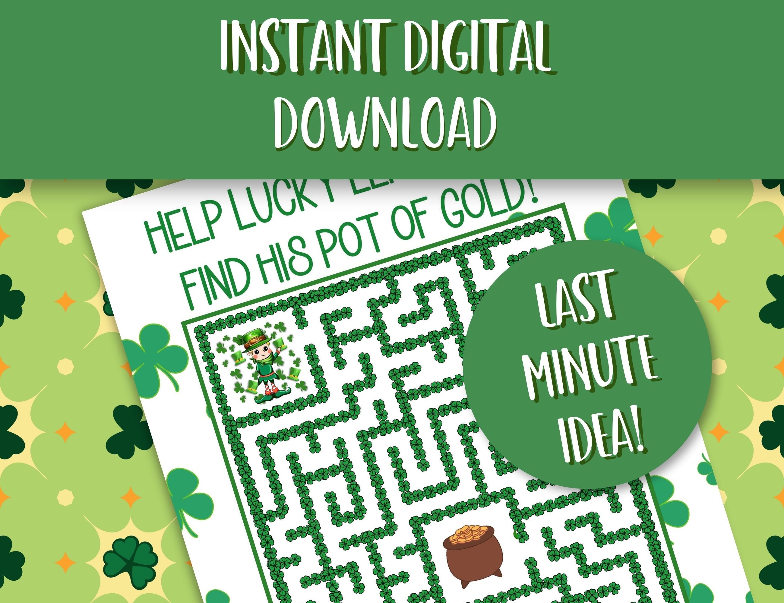 St. Patrick's Day Leprechaun Maze for Kids I Instant Digital Download I ...
