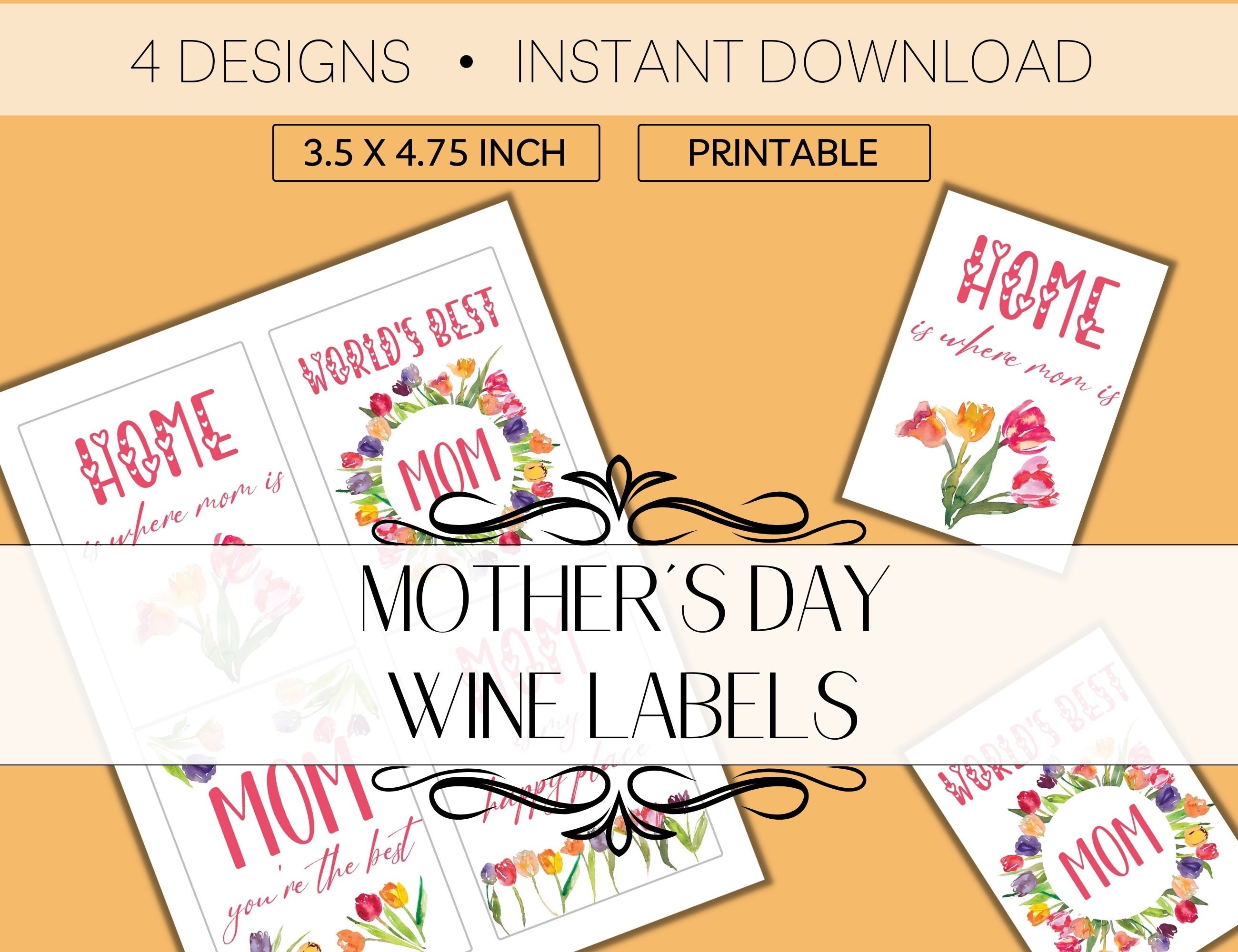 Mother's Day Wine Bottle Labels | Printable Wine Bottle Labels for Mom ...