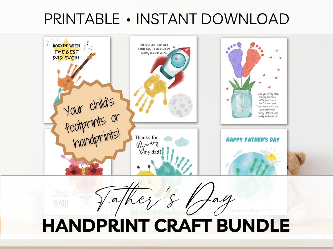 Father's Day Handprint Craft BUNDLE | 6 Designs Handprint or Footprint ...