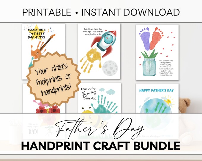 Fathers Day Footprint Craft Printable Handprint Fathers Day Art Babys ...