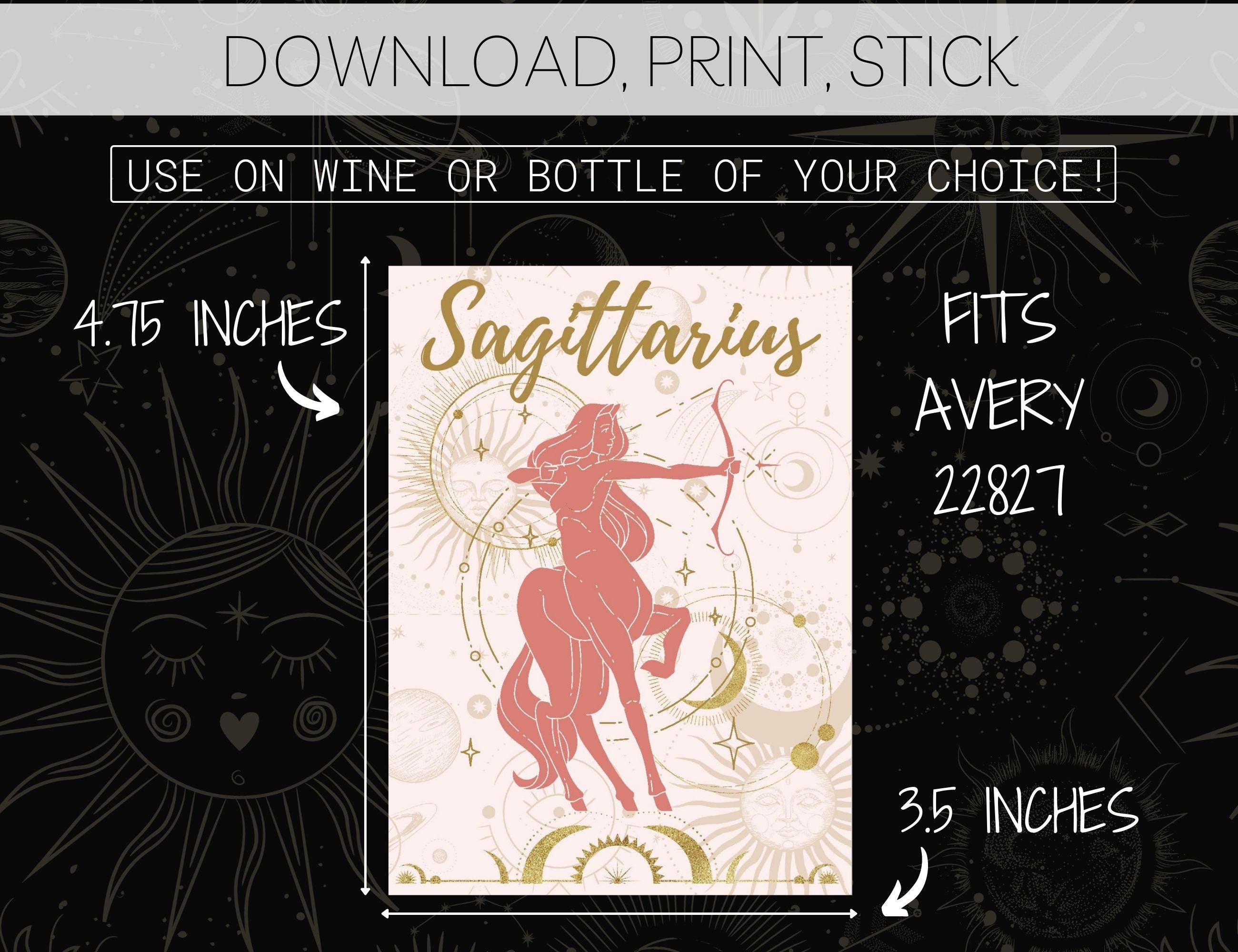 Astrological Sign Wine Labels Printable | All 12 Zodiac Signs | 3 ...