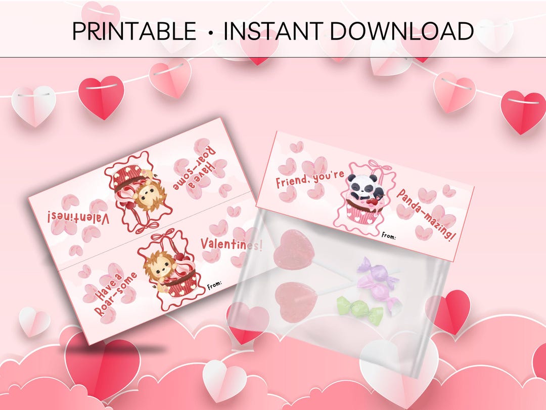 Valentine Treat Bag Toppers Printable Classroom Valentine Bag Toppers ...
