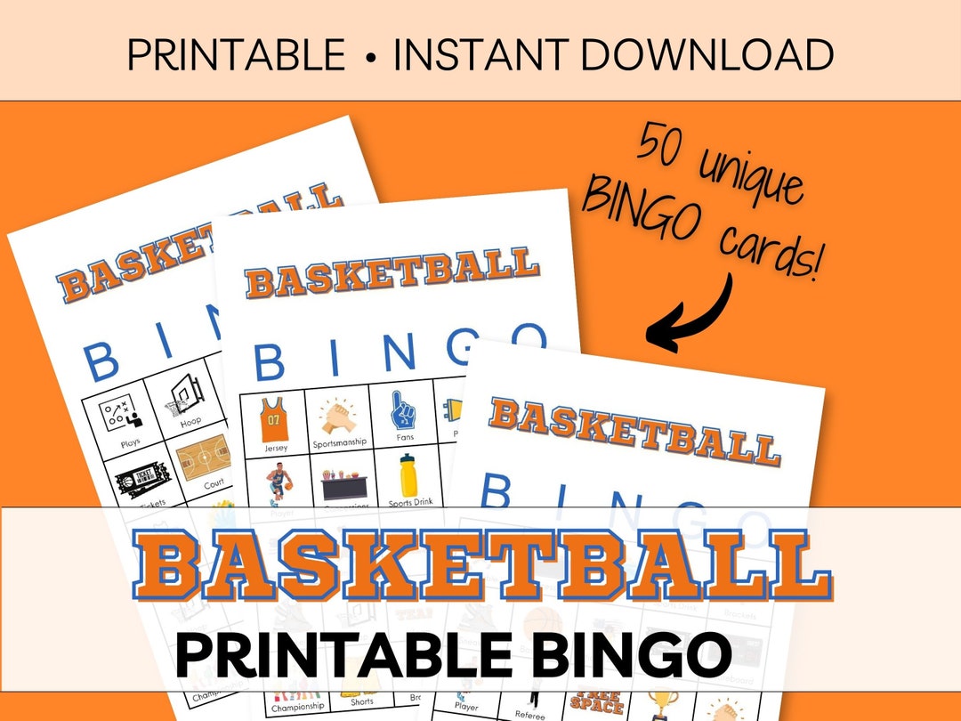 Basketball Bingo 50 Cards | Printable Basketball Bingo Game | Instant ...