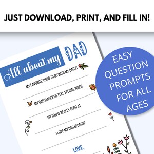 Fathers Day Questionnaire Printable | All About My Dad | Last Minute ...