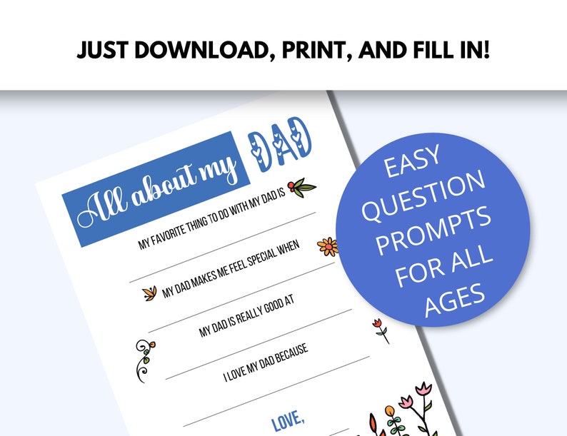Fathers Day Questionnaire Printable All About My Dad Last Minute