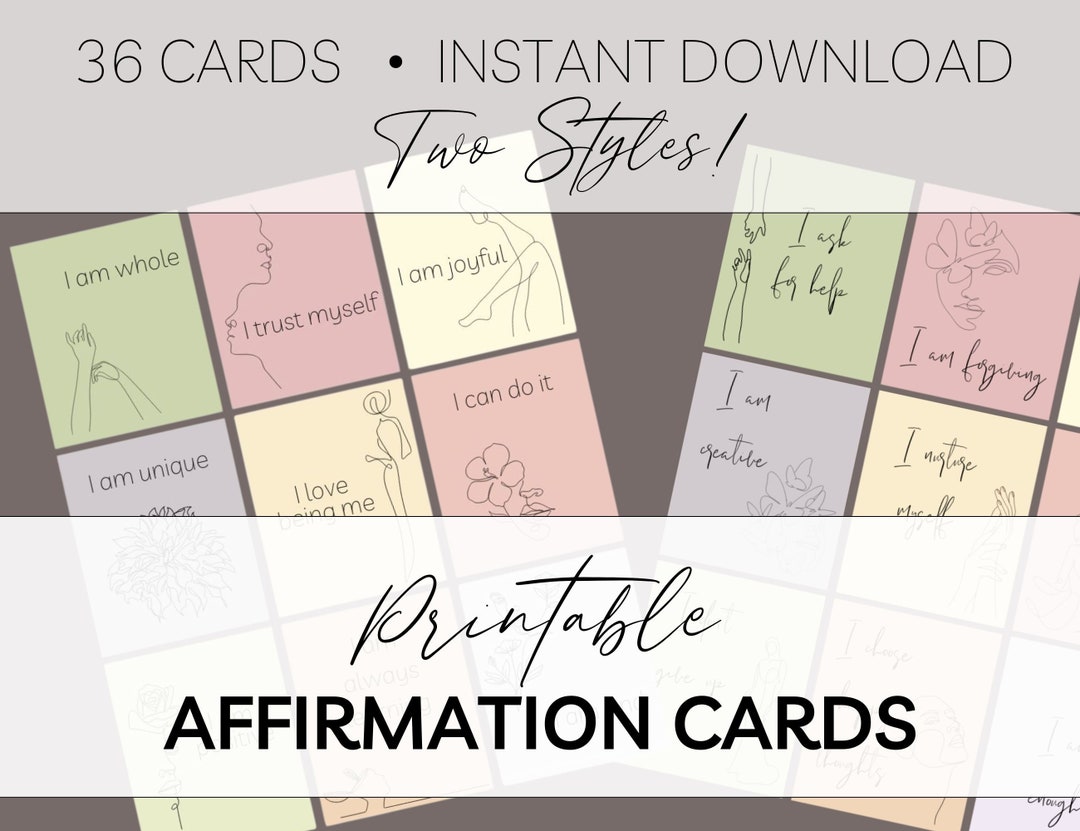 Printable Affirmation Cards 2 Minimalist Affirmation Card Designs ...