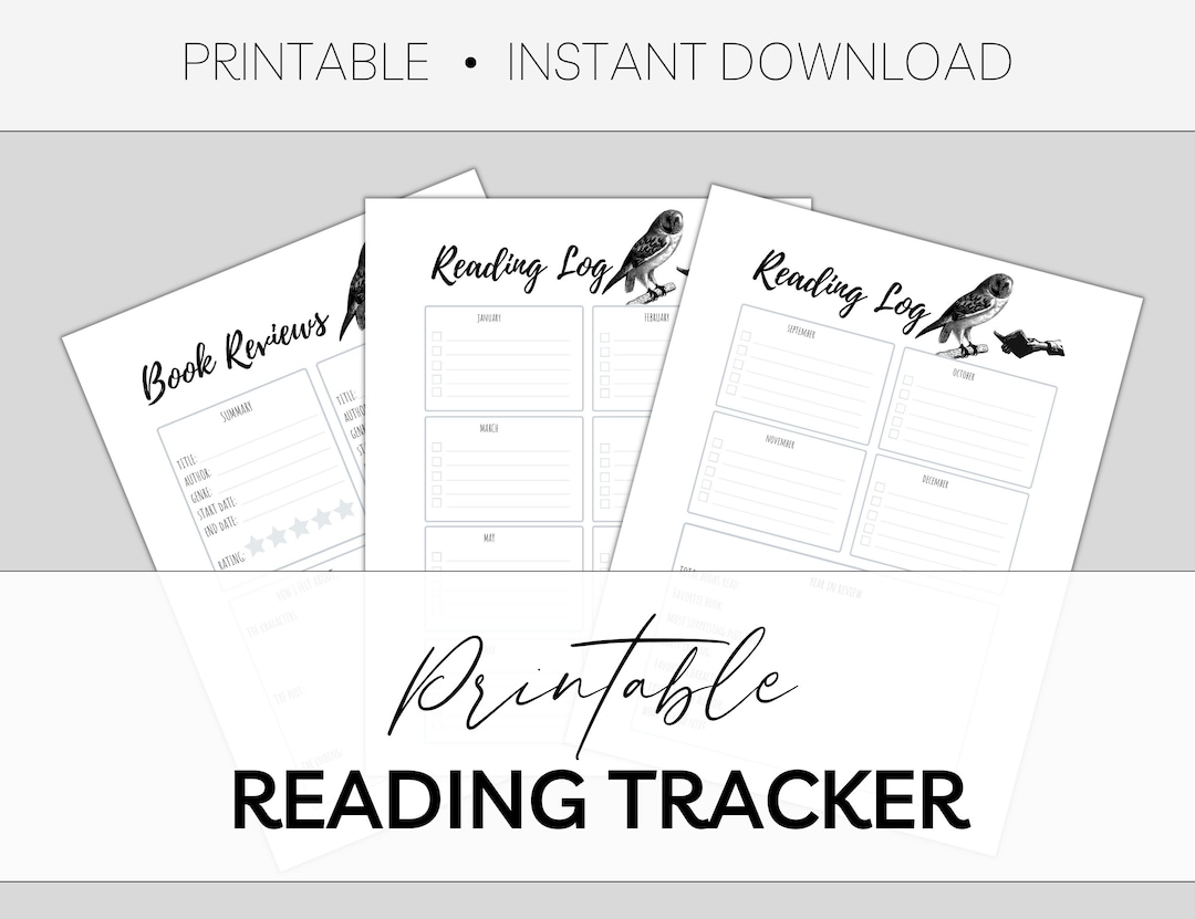 Printable Reading Tracker | Book Reviews & Reading Log for Full Year ...