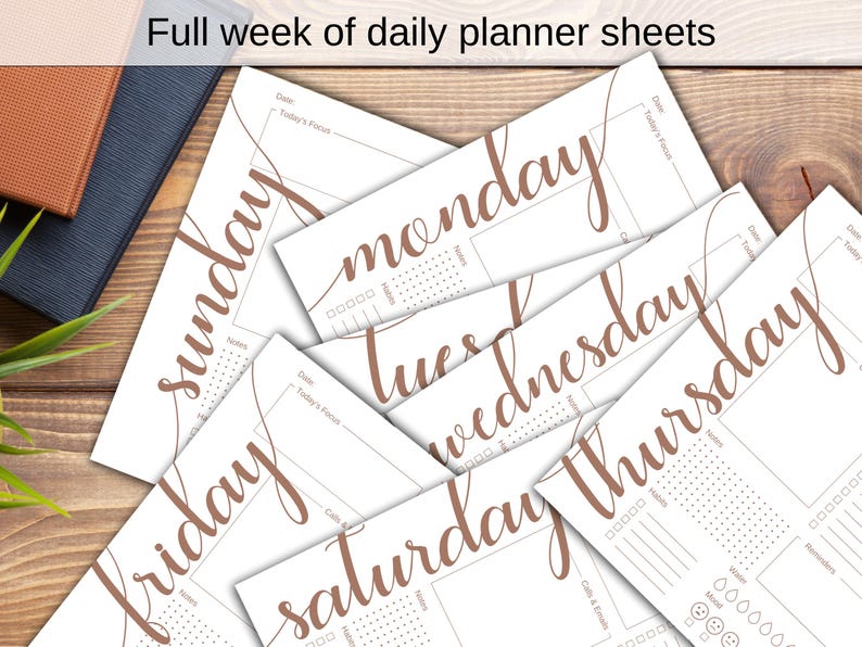Printable Daily Planner Landscape Minimalist Undated Planner for Daily ...