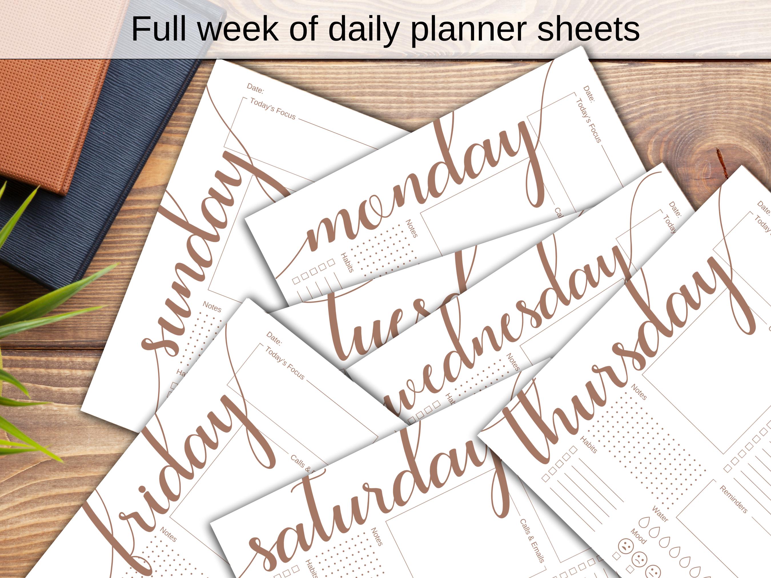Printable Daily Planner Landscape Minimalist Undated Planner for Daily ...