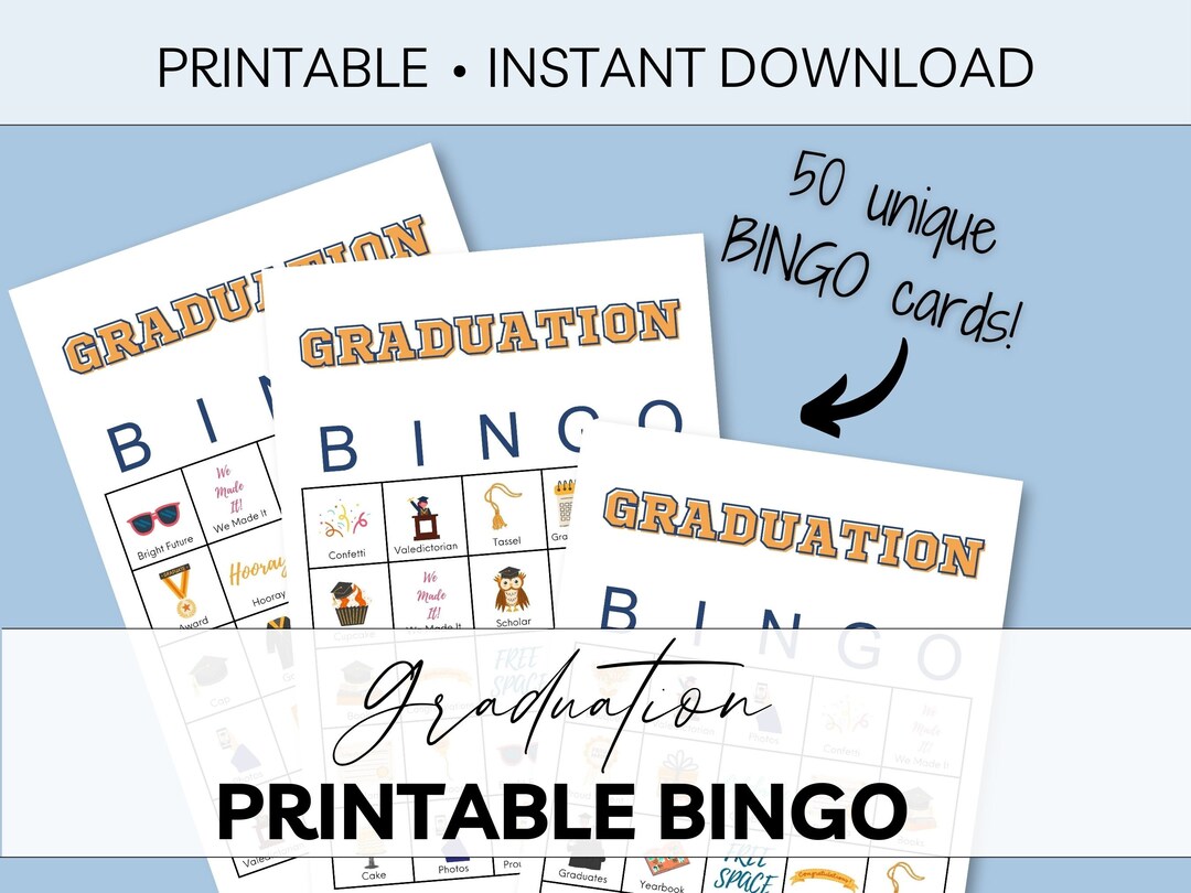 Get Ready to Party With Graduation Bingo 50 Cards Included Print at ...