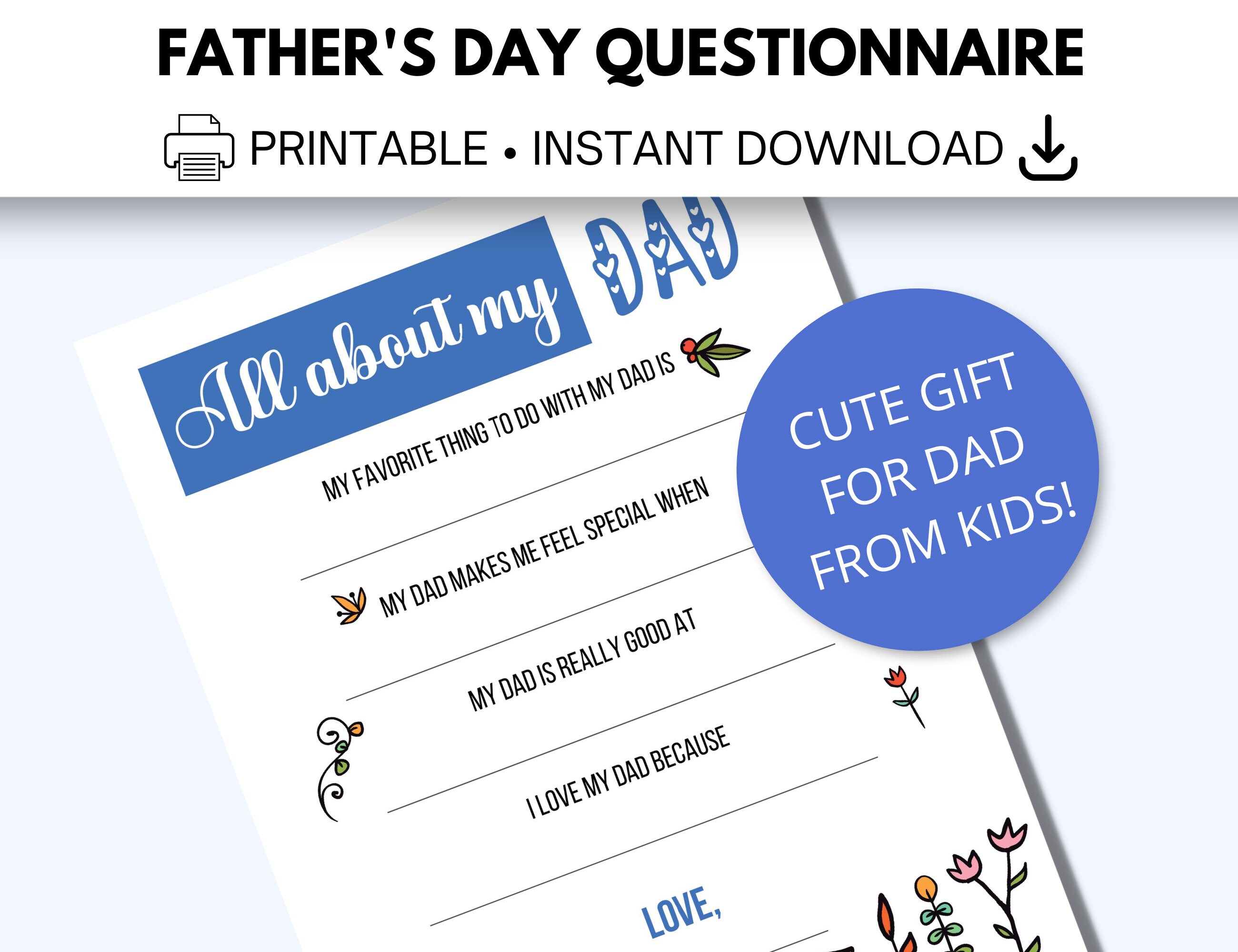 Fathers Day Questionnaire Printable | All About My Dad | Last Minute ...